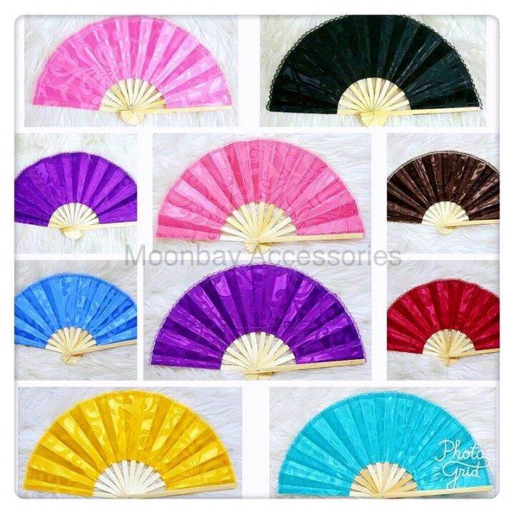 Moonbay 1pcs Bamboo Fan Pamaypay Summer Fan Hand Made Satin Pamaypay ...