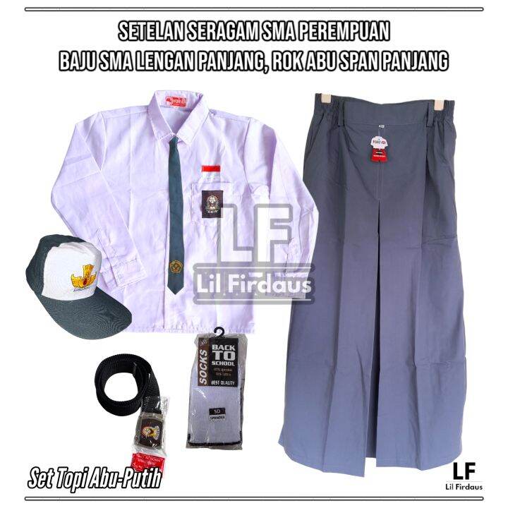 Setelan Seragam Sekolah SMA Putri Satu Set Baju SMA Panjang Rok Span ...