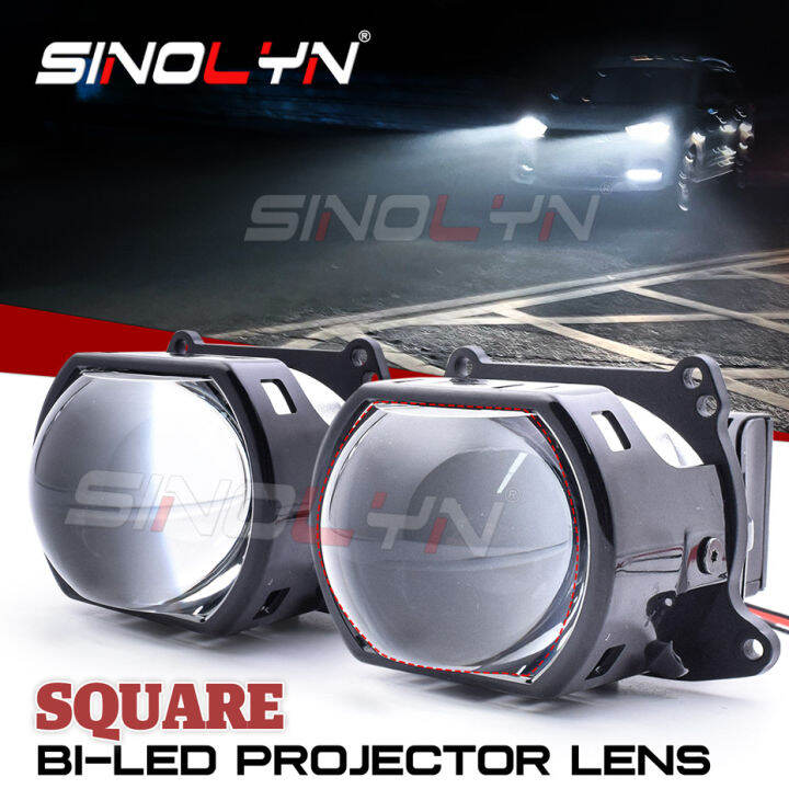 Sinolyn Square Bi LED Projector Lenses For Headlight 14100LUX 3 Inch ...