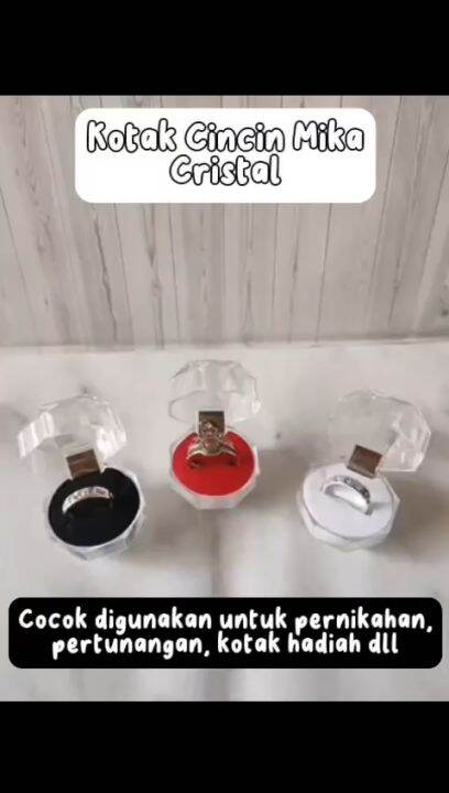 Kotak Cincin Mika Crystal Transparant Tempat Perhiasan Acrylic Wadah Emas Elegan simple Unik ...