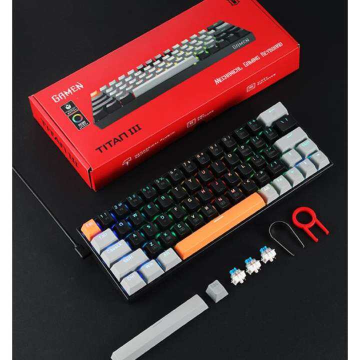 Keyboard Gaming Gamen Titan III Mechanical RGB Light PBT Keycaps Gray ...