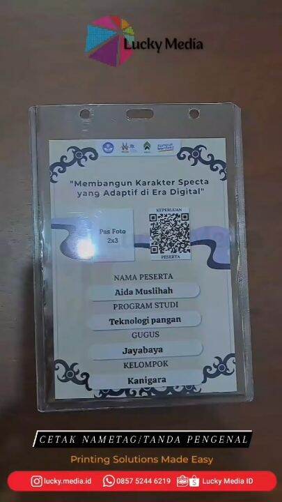 Cetak Nametag 10x15cm Tanda Pengenal Panitia Nama Name Tag ID Card ...