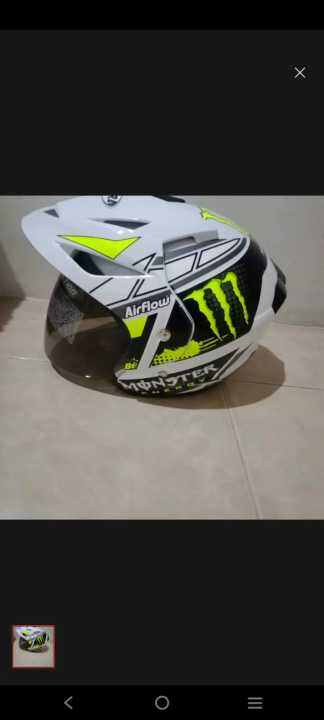 HELM TAKIRA MONSTER WHITE/IJO STABILO | Lazada Indonesia