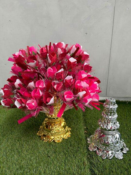 DOUBLE COLOUR 50pcs bunga telor with decoration box premium set bunga ...