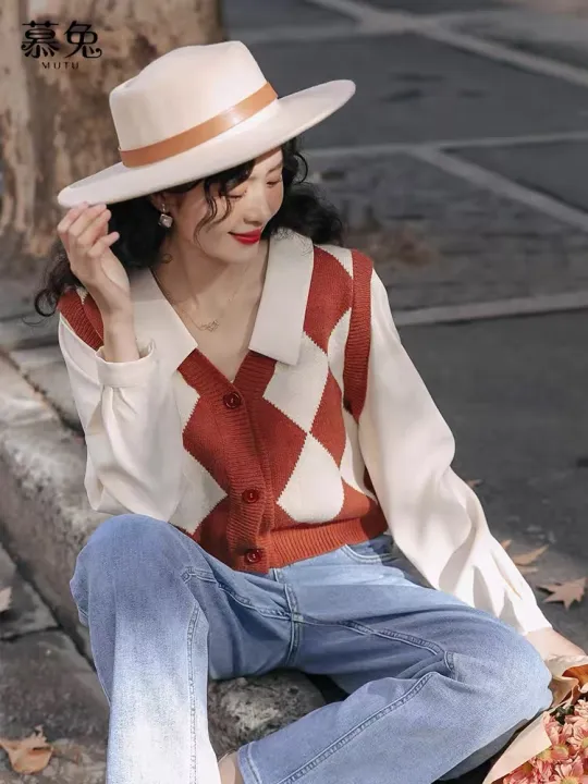 JayJayfashion 13086 เสื้อกัก ไหมพรมถัก คอปกแขนยาว เสื้อสเวตเตอร์ กัน ...