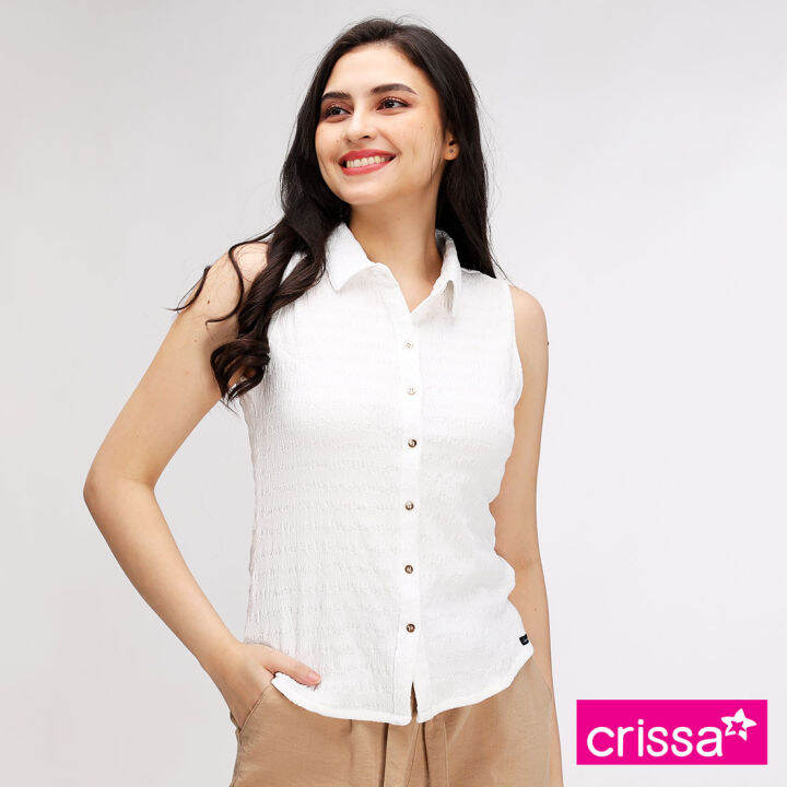 Crissa Bubble Stripes Knits Sleeveless Tops CSLT16-0004 | Lazada PH