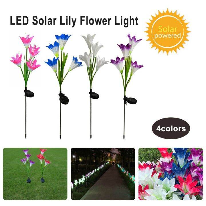 Outdoor LED Solar Lily Flower Lights Waterproof Courtyard Garden ...