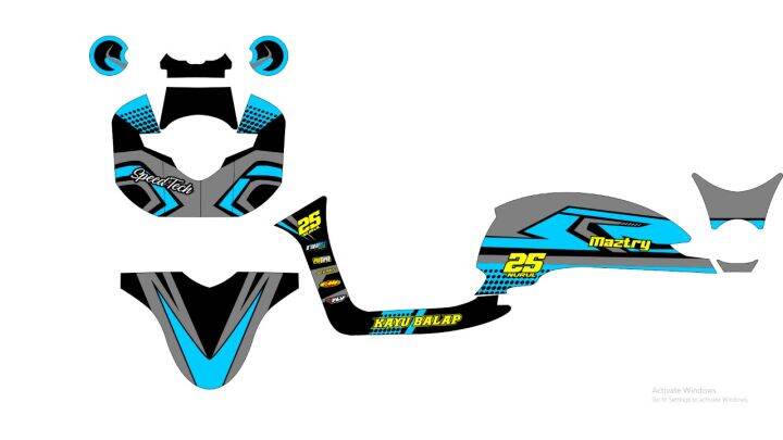 decal scoopy biru abu2 full body glossy | Lazada Indonesia