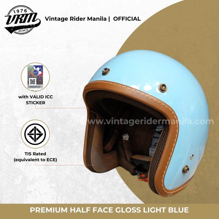 VRM 1976 Premium Gloss Light Blue Half Face Helmet | Lazada PH