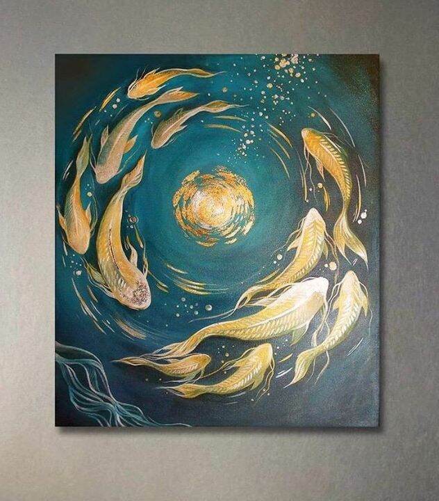 lukisan koi abstrak modern aesthetic ,lukisan minimalis modern | Lazada ...