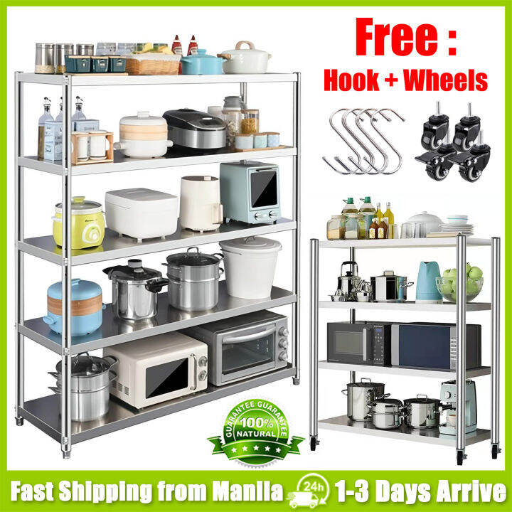 3/4/5 Layer Stainless Steel Kitchen Rack Organizer Shelf Cabinet ...