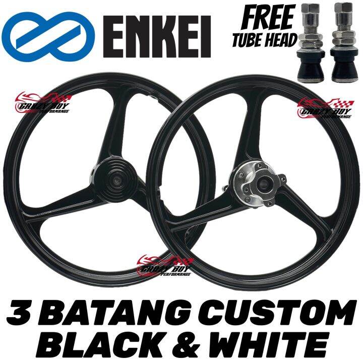 3 BATANG ENKEI SPORT RIM+CUSTOM HUB PNP Y15ZR Y16ZR 125ZR LC135 5S 1.6/1.6x17 MILKY WHITE ...