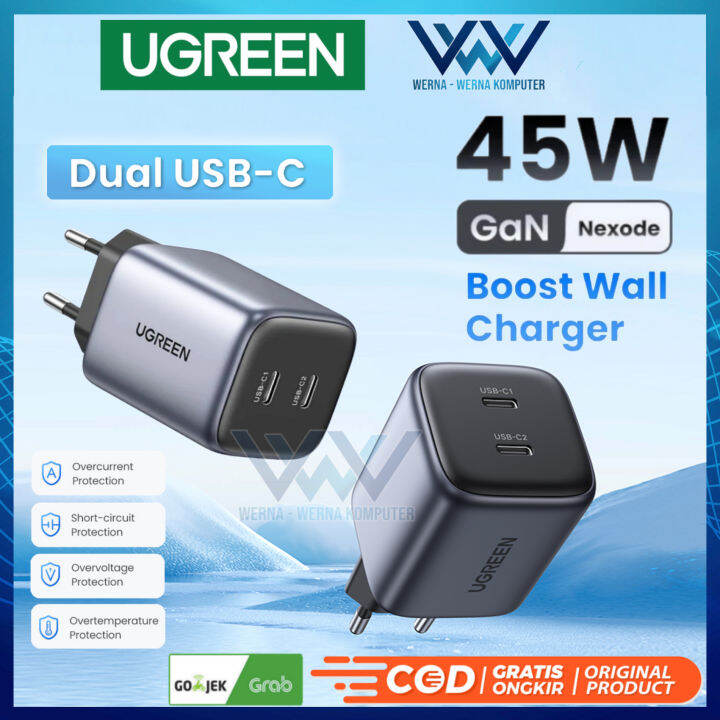 UGREEN GaN 45W USB C Type C wall charger SFC2.0 PD Fast Charger adaptor Space grey 90573 ...