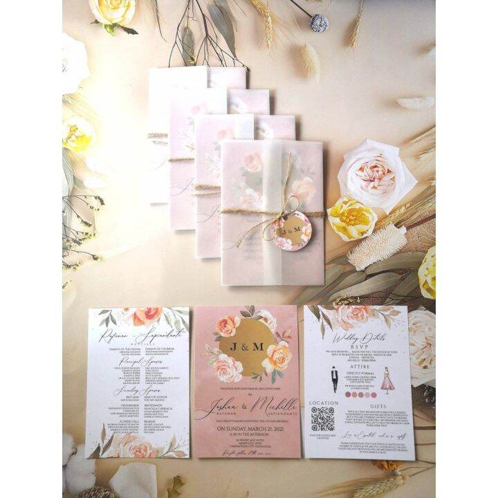 3 pages invitation with transparent cover and abaca rope with tag Set ...