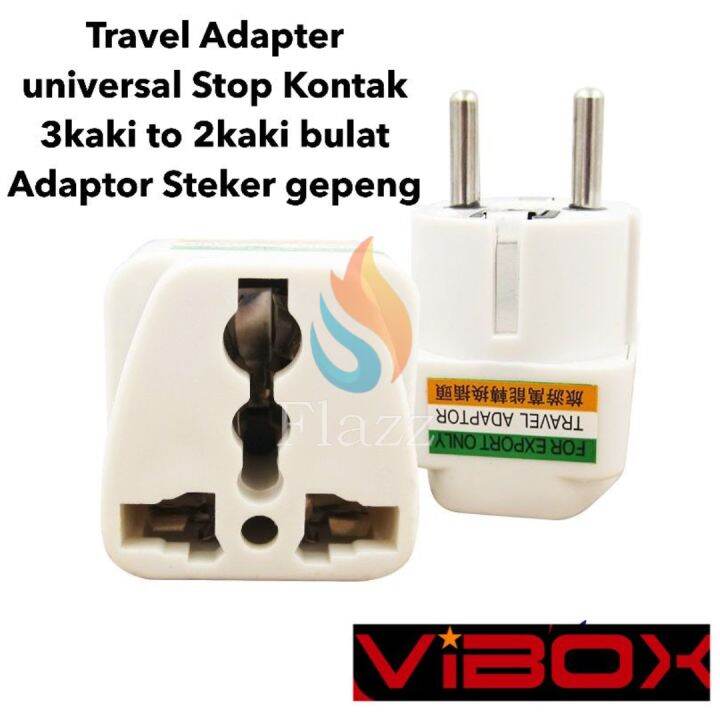 FLZ VIBOX TRAVEL ADAPTER UNIVERSAL 3 KAKI TO 2 KAKI BULAT STOP KONTAK ...