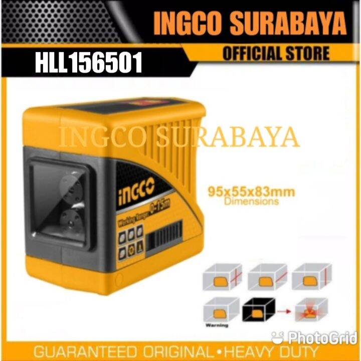 INGCO HLL156501 METERAN CROSS LINE LASER 15 METER ALAT UKUR LASER 15M ...