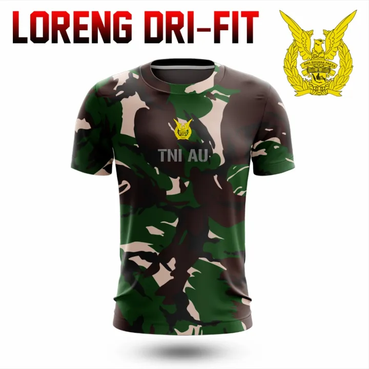 Kaos Pdl Loreng TNI AU Premium, Baju Dalam Loreng Dryfit / Atasan Loreng Dryfit TNI AU Lengan ...