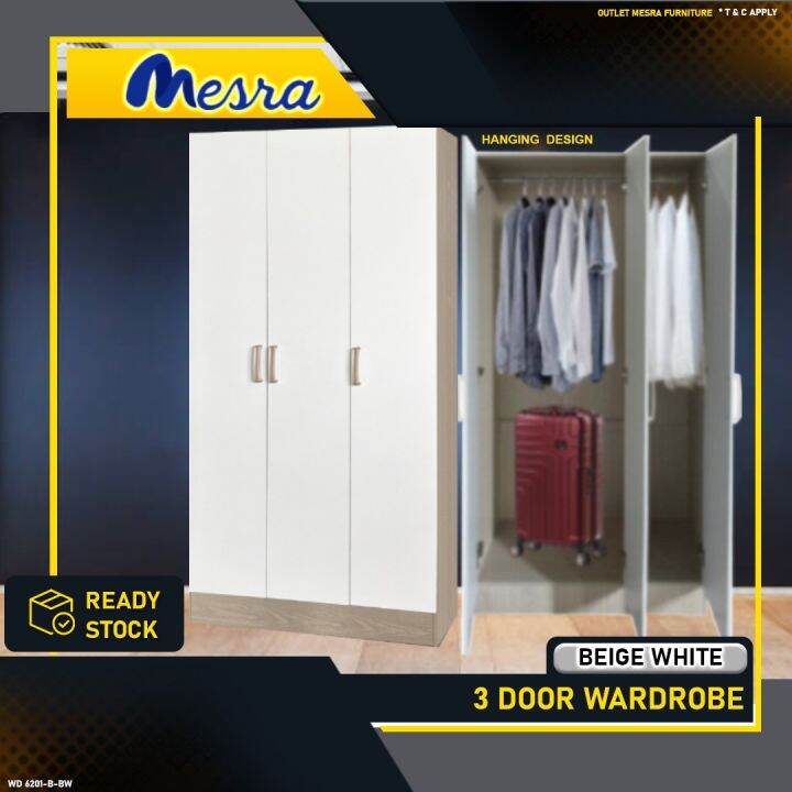 🔥MESRA🔥3 Door Wardrobe Bedroom Wardrobe / Almari Baju / Almari Pakaian ...