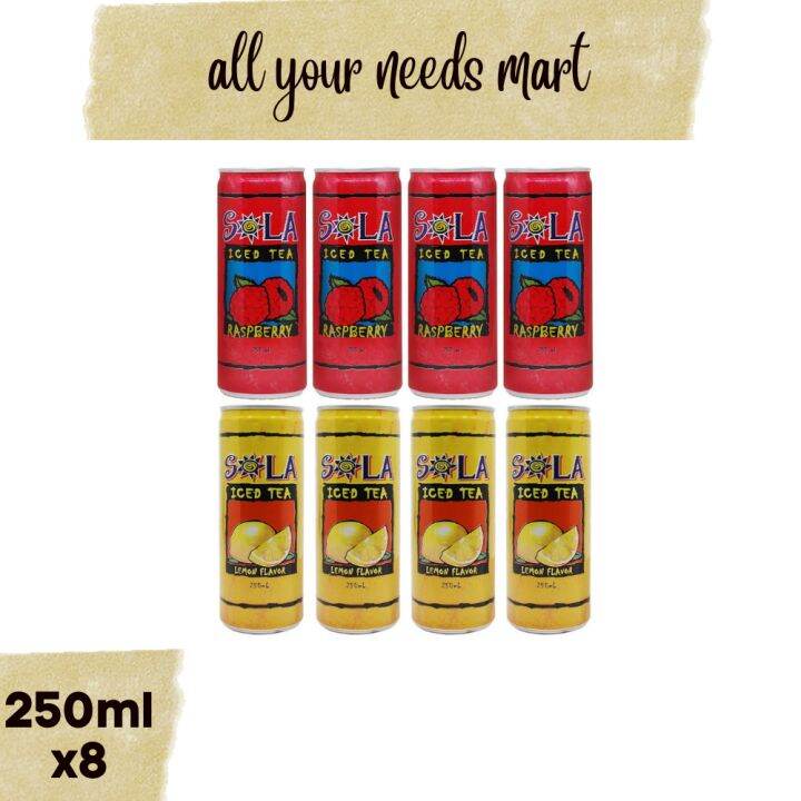 Sola Iced Tea | Raspberry and Lemon 250ml x8 | Lazada PH