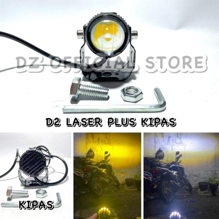 GRADE A LAMPU SOROT LED LASER D2 PLUS KIPAS HIGH LOW CAHAYA KUNING ...