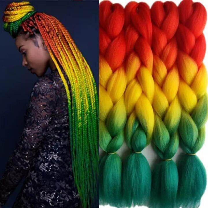 Box Braids,Rambut Sambung 3 Warna,Warna Rasta 60 Cm,Rambut Ikat Tengah ...