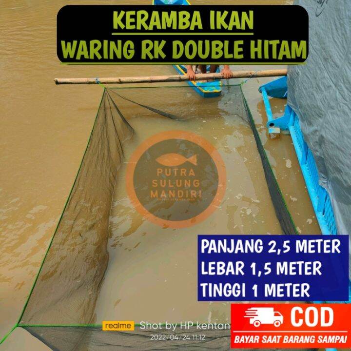K25151 Keramba jaring apung ikan ukuran 2,5x1,5x1 siap pakai plus tali ...