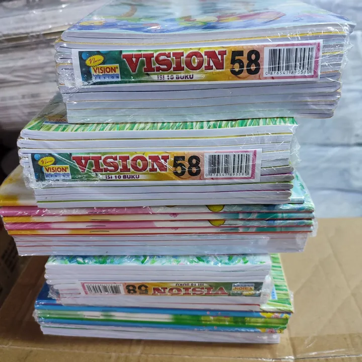 Buku Tulis bergaris merek VISION isi 10 buku murah meriah | Lazada ...