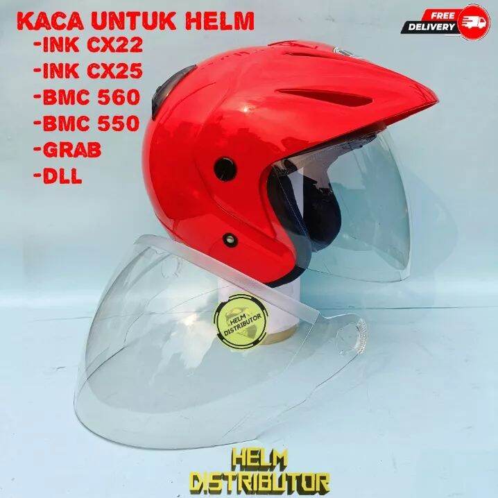 Kaca helm Visor helm INK CX22 Romeo TRX-3 Halfface Silver dan pelangi ...