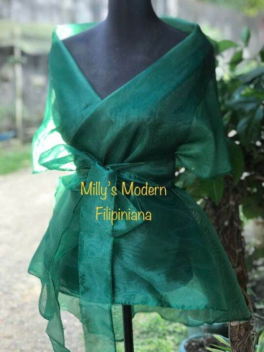 Milly’s Modern Filipiniana wrap around/ Most green plain / Best Seller ...