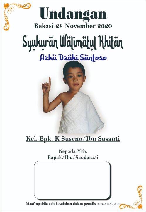 ( per 50 pcs ) cetak undangan sunat sunatan khitan GRATIS ...