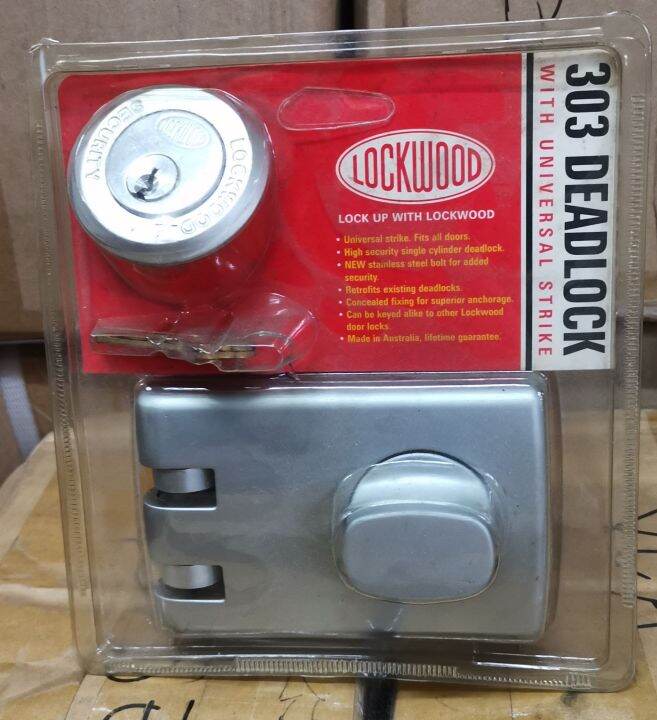 Lockwood Single Cylinder deadlock #303-NSCDP ( Satin chrome finish ...