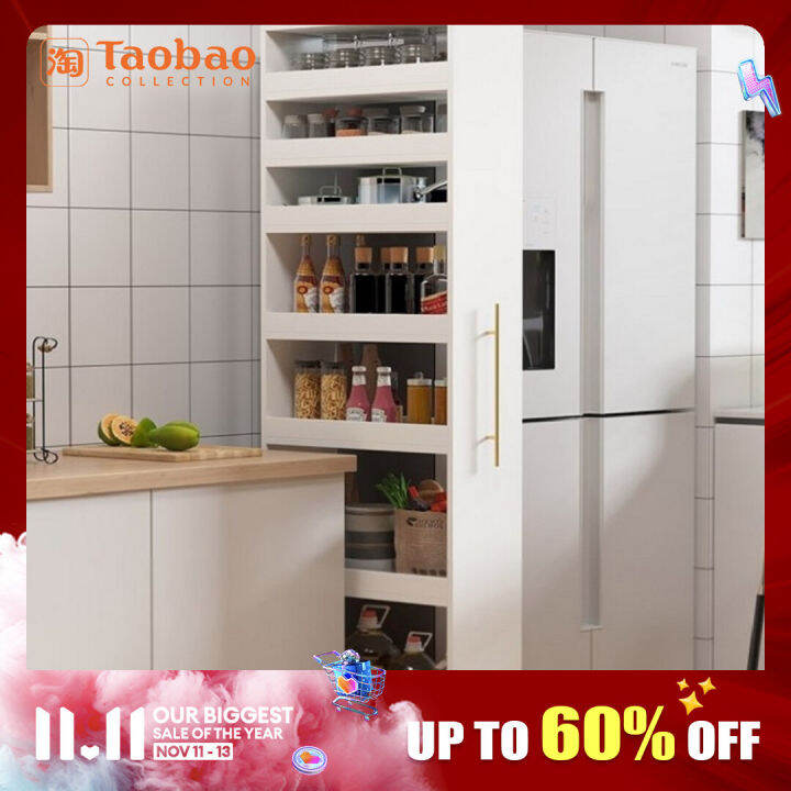 Kitchen Storage Narrow Sideboard Refrigerator Gap Side Pull-out Solid ...