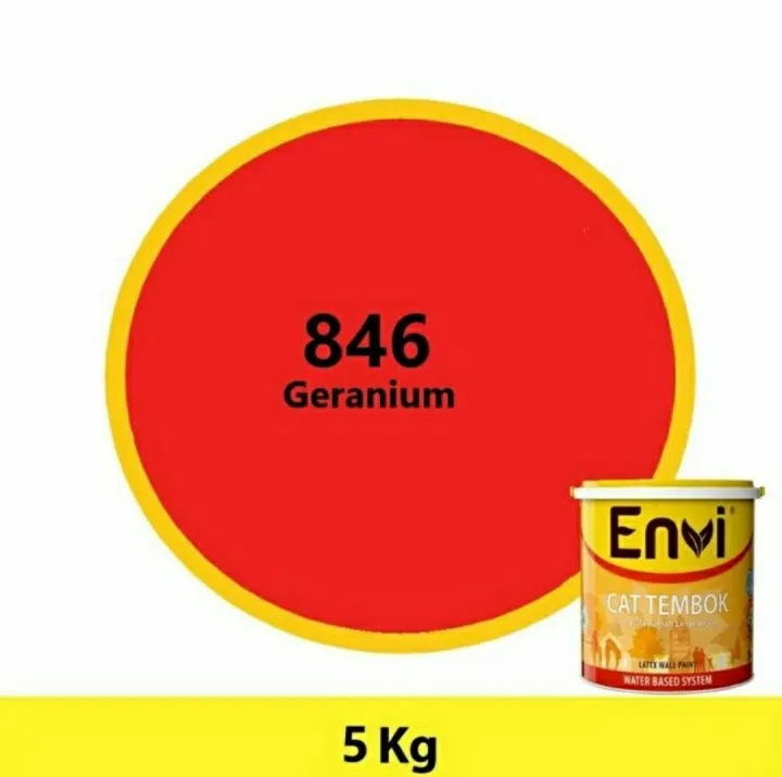 Ready Mix ENVI Cat Tembok 5Kg | Exterior-Interior 846 Geranium | Lazada ...