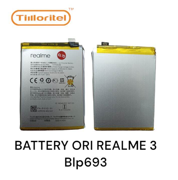 BATTERY ORIGINAL REALME 3 SERI BLP693 KAPASITAS 4100MAH | Lazada Indonesia