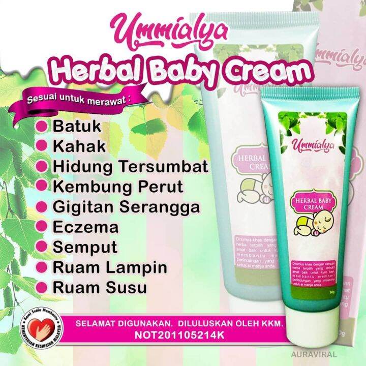 Herbal Baby Cream ummialya / Selsema / Batuk / Ruam susu | Lazada