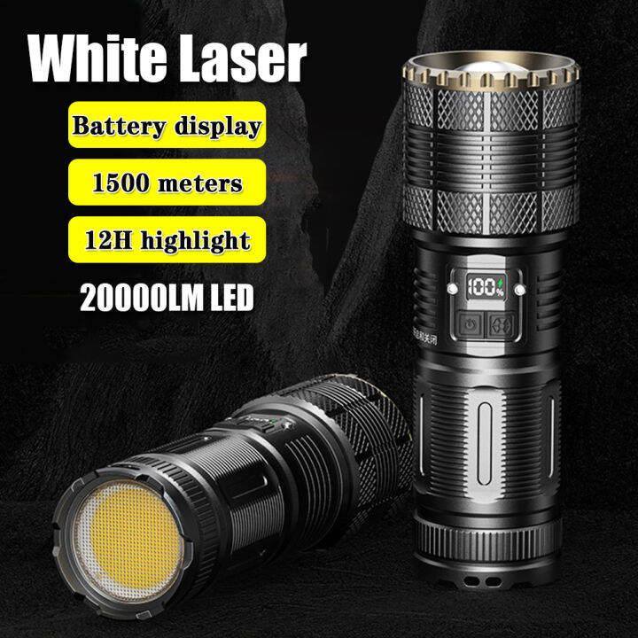 【White laser】High Power Flashlight Rechargeable torch light powerful ...