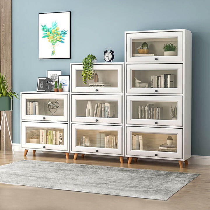 Household Dust-Proof Bookcase Simple Multi-Layer Glass Door Combination ...