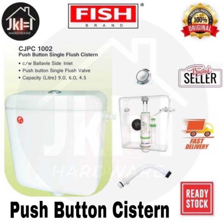 (100%ORIGINAL) FISH BRAND PUSH BUTTON CISTERN Plastic Toilet Tank White ...