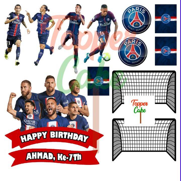 Topper Cake PSG Paris Saint-Germain gratis tambah nama, usia dan foto ...