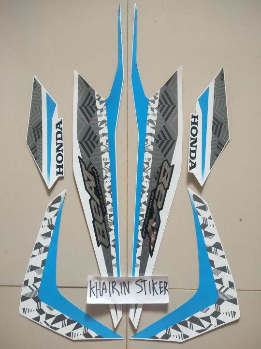 striping stiker beat digital 2021 2022 putih ful biru idling stop iss ...