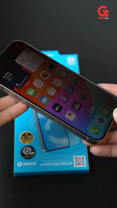 [รับประกันตลอดการใช้งาน] ฟิล์มกระจก กันมองข้าง สำหรับ iPhone15 Pro/15 Pro Max Hogo 2.5D Privacy ...