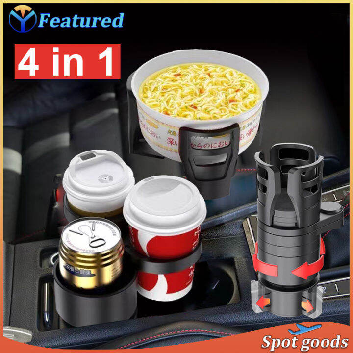 Car 4 in 1 water cup holder multi-function rotating telescopic storage ...