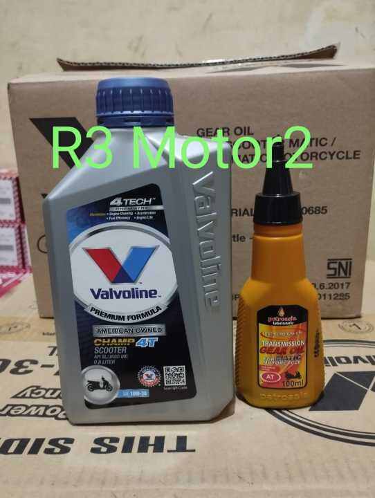 PAKET OLI VALVOLINE CHAMP 4T SCOOTER MATIC 10W/30 0.8L PLUS GARDAN PETROASIA 100ML ORIGINAL all ...