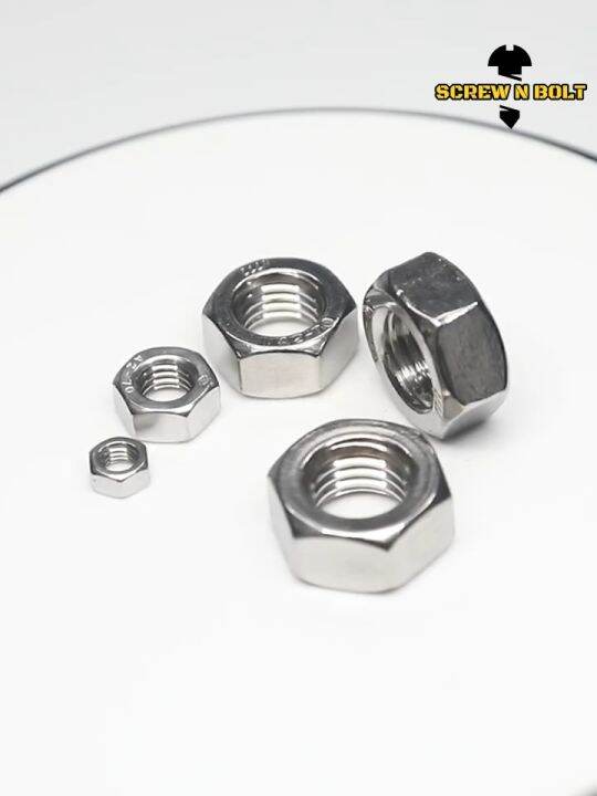หัวน็อต ตัวเมีย หกเหลี่ยม สแตนเลส 304 เกลียวมิล ซ้าย M10 M12 M14 / Hexagon Nut Left Hand Thread ...