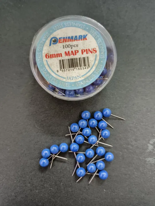 Penmark 6mm 100's Map Pins-Royal Blue | Lazada