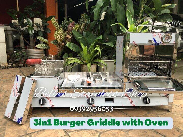 EAGLE 3in1 Burger Griddle, Deep Fryer, and Oven (Gas type burgeran ...
