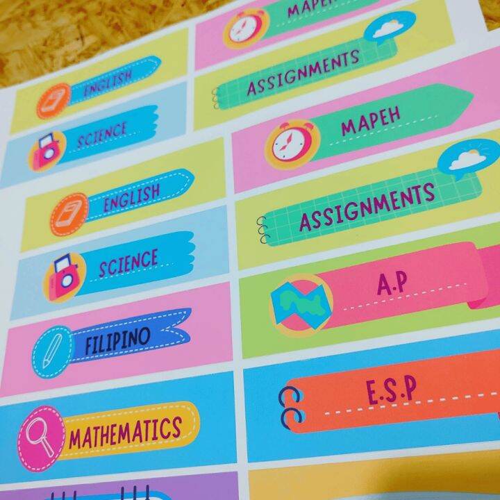 School Subject Sticker Label for notebooks students waterproof high ...