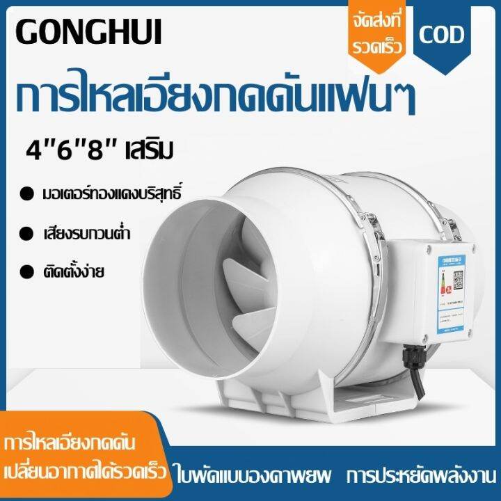 รับประกัน 2 ปี พัดลมระบายอากาศ พัดลมดูดควันน้ำมัน 4 นิ้ว 6 นิ้ว 8 นิ้ว