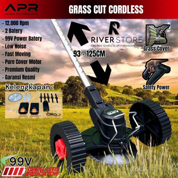 Mesin Pemotong Rumput APR Cordless 99V RODA Potong Ranting Pembersih ...