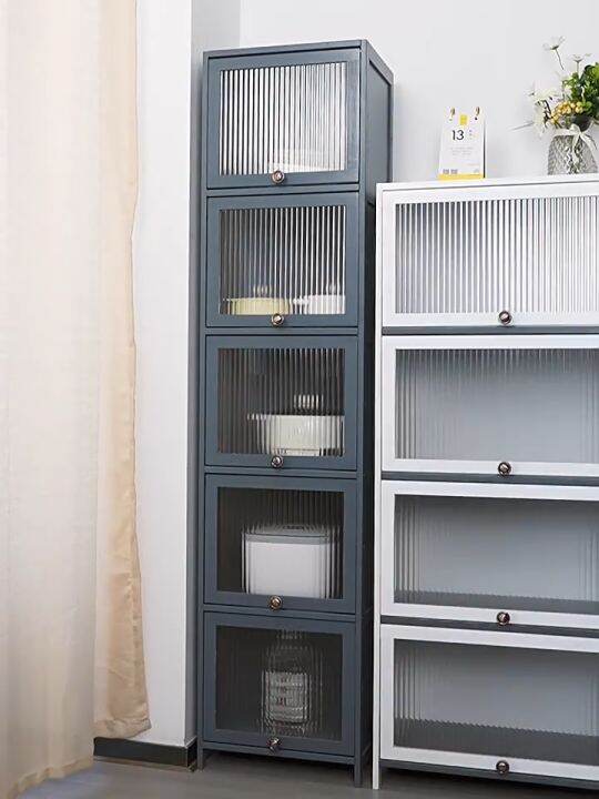 Finelife Kichen Storage Cabinet 5-Tier Livingroom save space glass ...